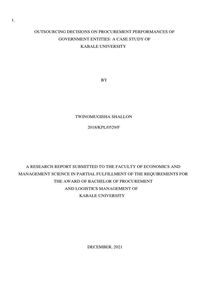 Twinomugisha Shallon-KPL-Research Dissertation-2021 | PDF | License | Outsourcing