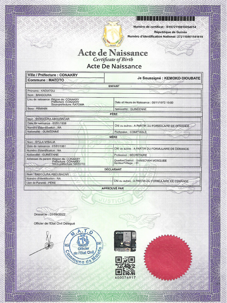 Acte de Naissance.. | PDF