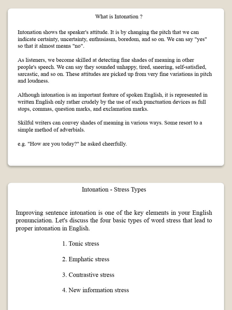 Intonation | Download Free PDF | Stress (Linguistics) | English Language