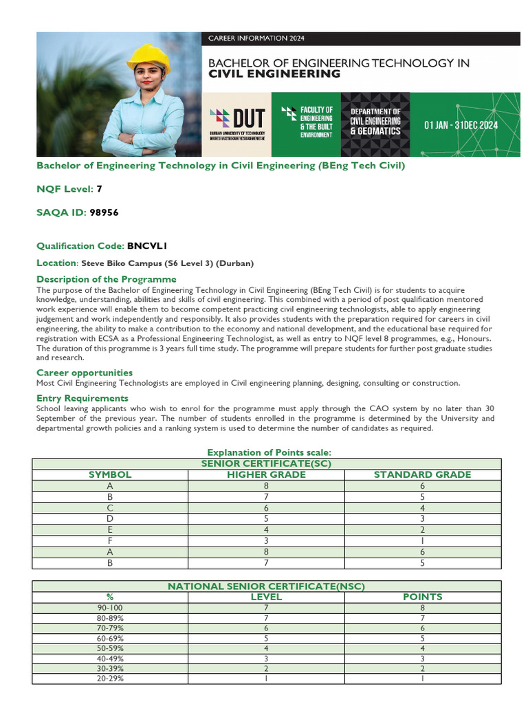 Civil Engineering BEng Tech Admission Guide | PDF | Academic Degree ...