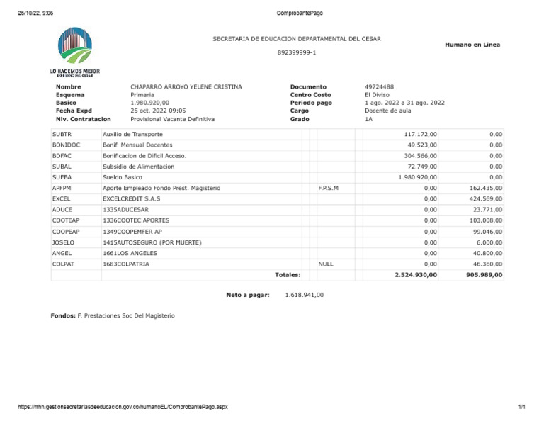 Comprobante Pagoagosto | PDF