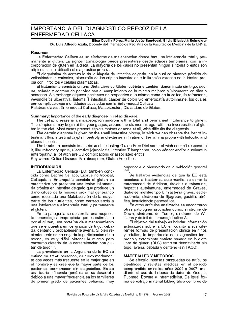 Importancia Del Diagnostico Precoz de La | PDF | Enfermedad celíaca | Gluten