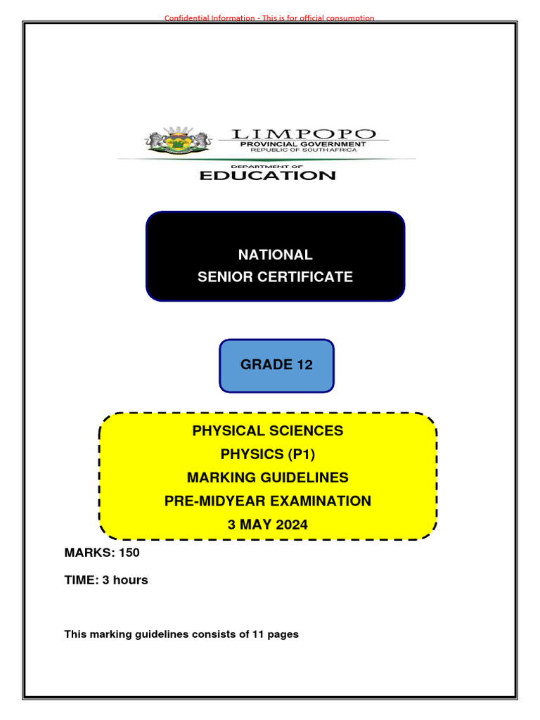 Physical Sciences Pre-Midyear p1 Memo 2024 | PDF | Force | Gravity