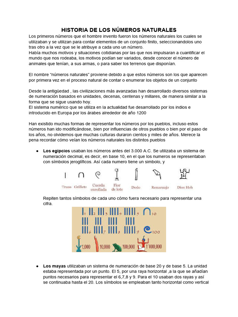 Historia de Los Números Naturales | PDF | Números | Número natural