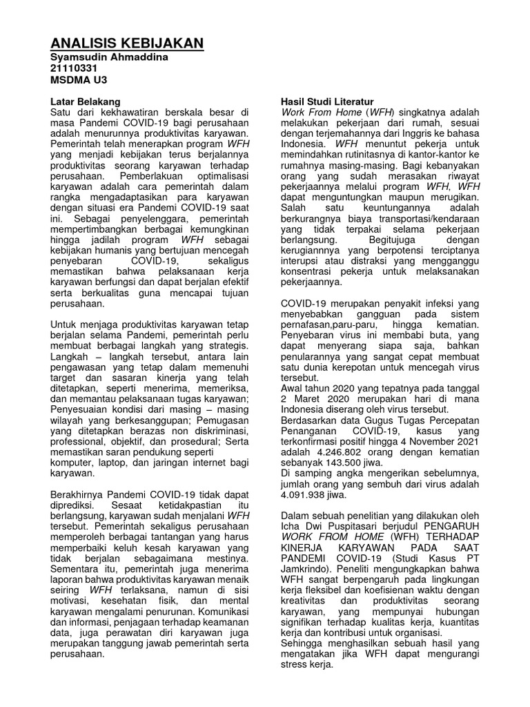 Analisis Kebijakan - Syamsudin | PDF Analisis Kebijakan - Syamsudin | PDF