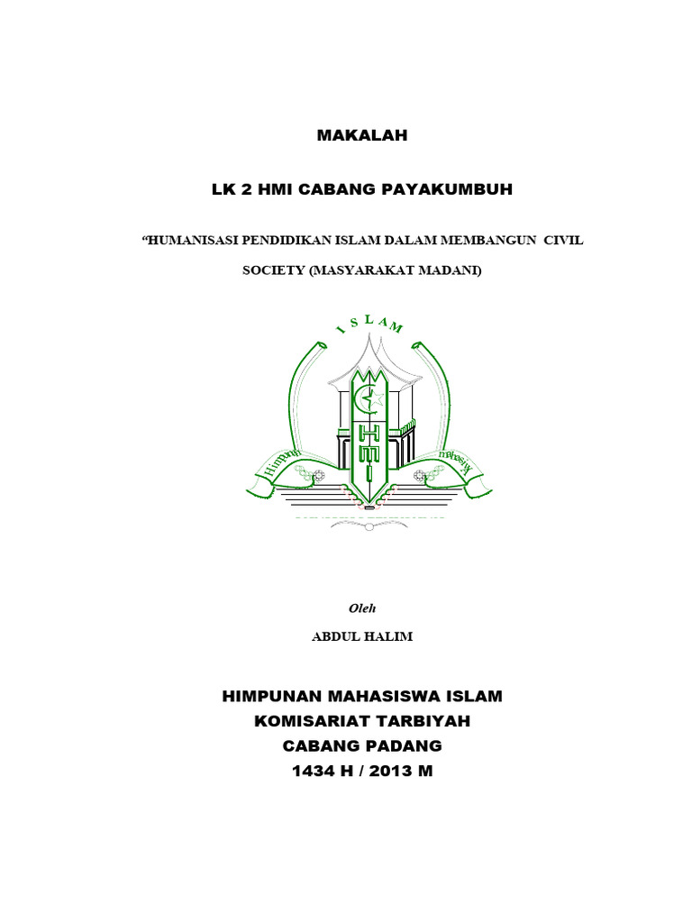 Makalah Untuk LK2 Hmi Cabang Payakumbuh (Abdul Halim) | PDF | Ilmu ...