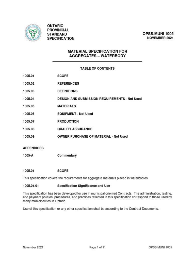 OPSS - MUNI 1005 - Nov 2021 | Download Free PDF | Construction ...