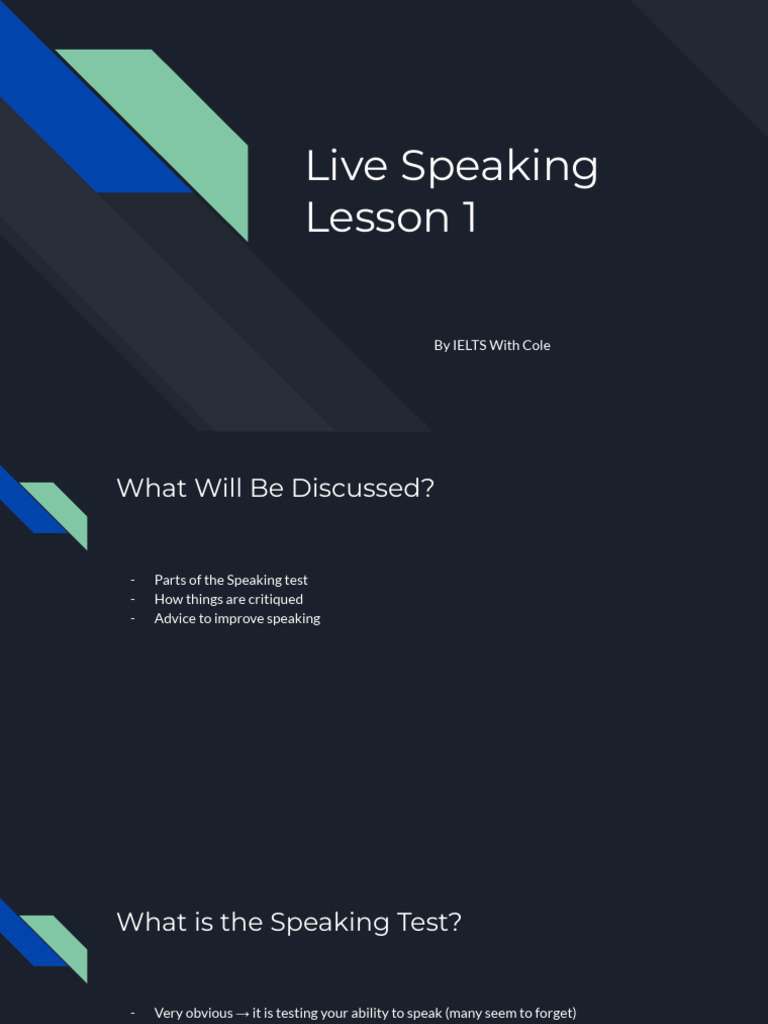 Live Speaking Lesson 1 | Download Free PDF | Speech | English Language
