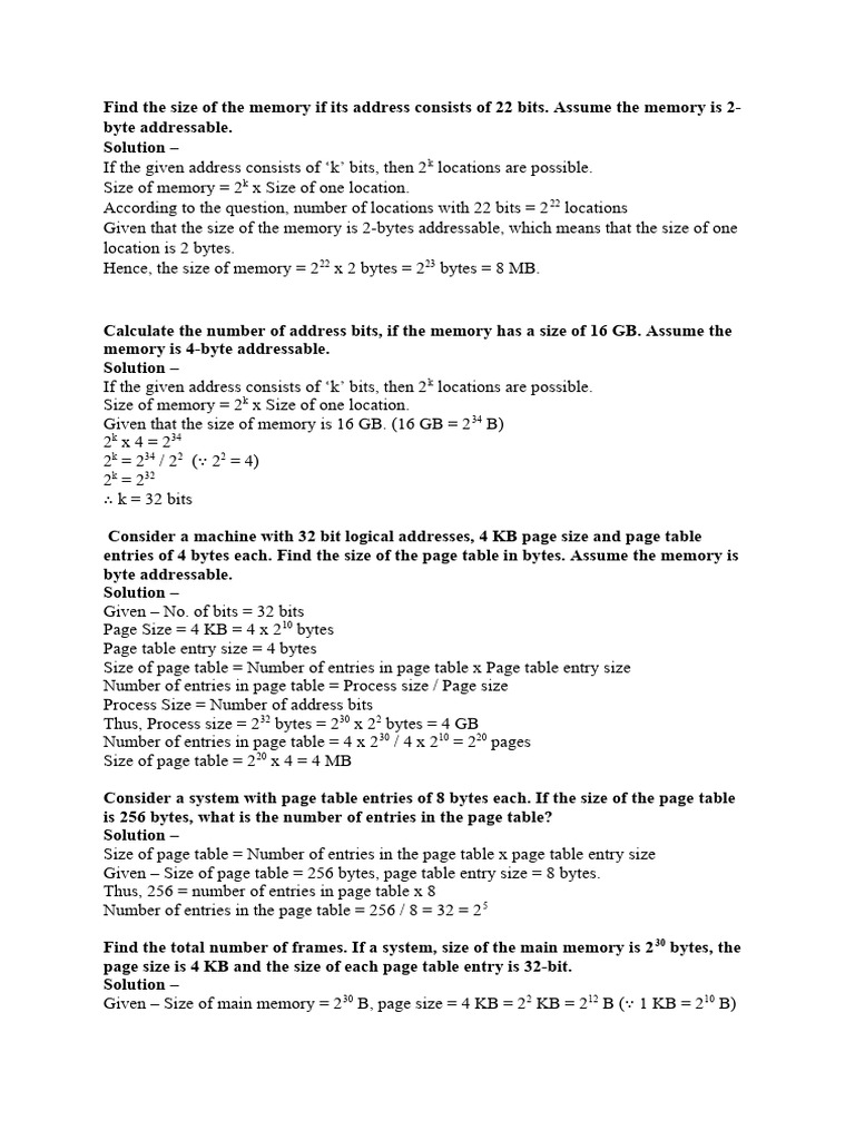 Osnumerical Questions Pdf Process Computing Byte 