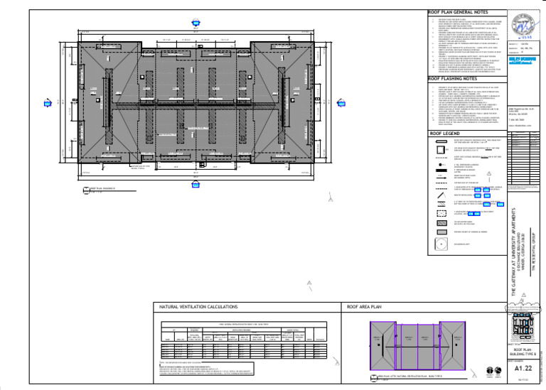 A1.22 - ROOF PLAN - BUILDING TYPE B Rev.1 Markup | PDF | Roof | Structural Engineering