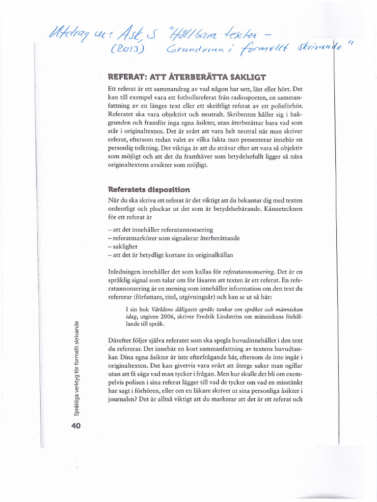Hållbara Texter - Grunderna I Formellt Skrivande - Utdrag Ur Bok Av Sofia Ask | PDF