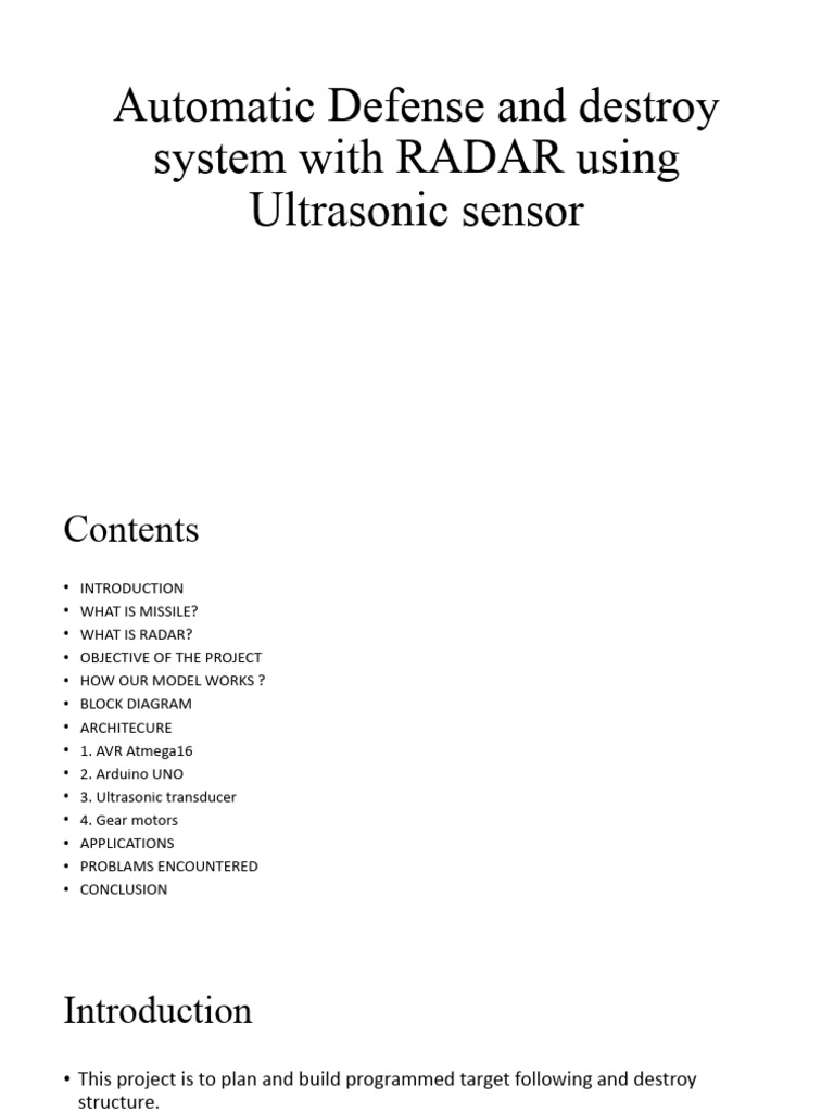 Automatic Defense and Destroy System With RADAR | PDF | Radar | Missile