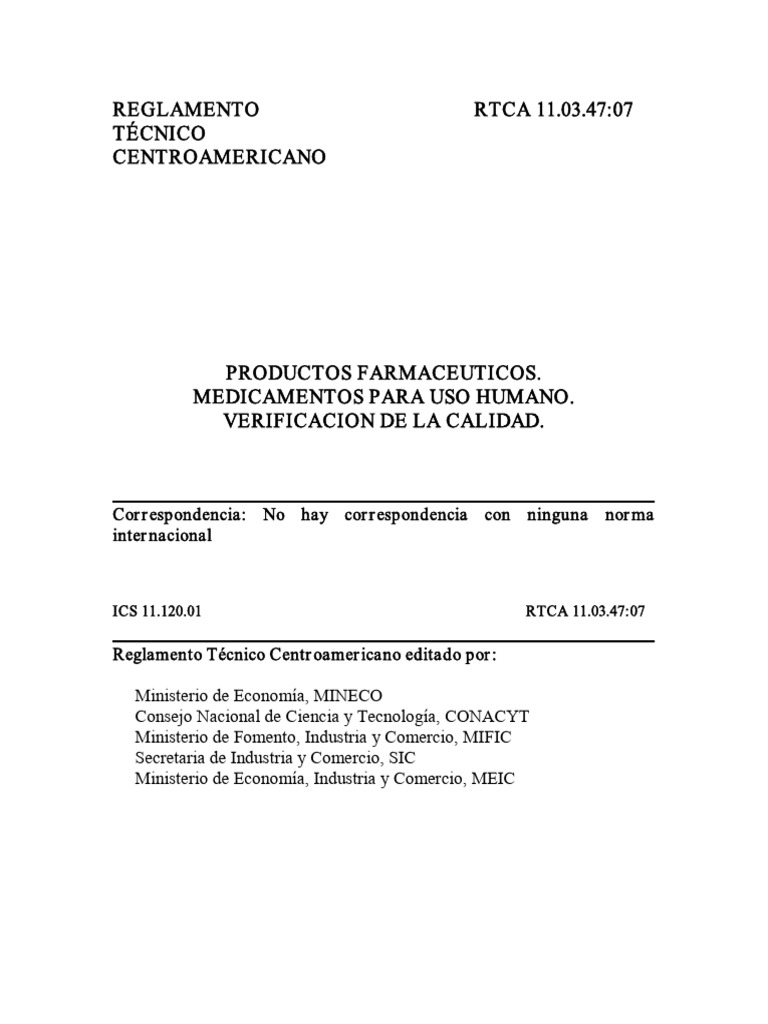 Rtca Verificacion Calidad Medicamentos | PDF | Medicamentos con receta | Ministerio ...