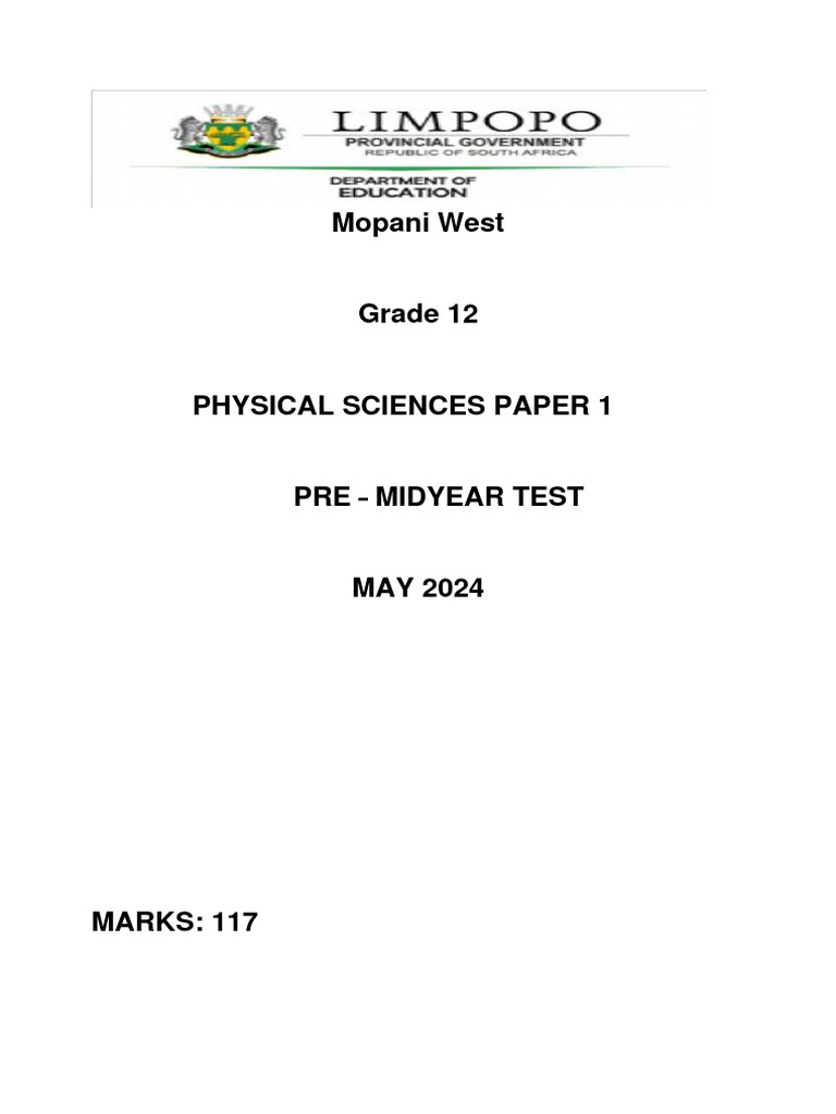 Grade 12 Physical Sciences Pre-Mid Exam | PDF | Force | Mass