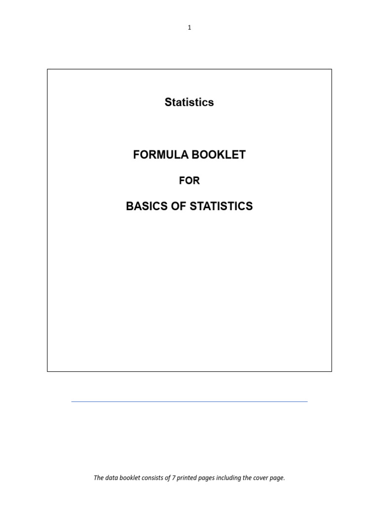 Formula Booklet For Basics of Statistics 1 | PDF | Mode (Statistics) | Statistics