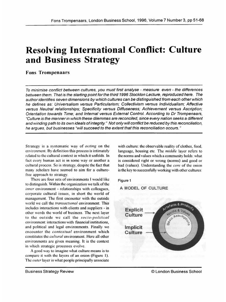 Resolving International Conflict Culture | PDF | Strategic Management ...