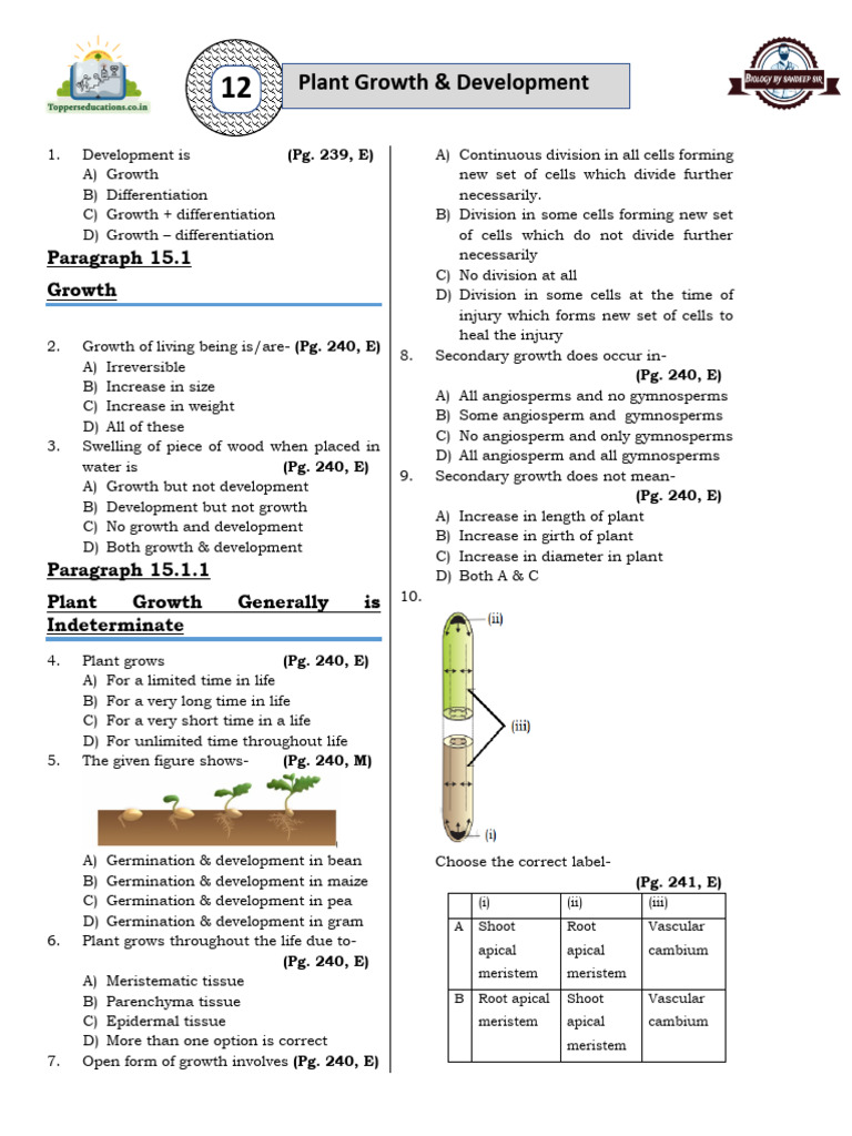 Plant Growth and Development Concepts | PDF | Developmental Biology | Auxin