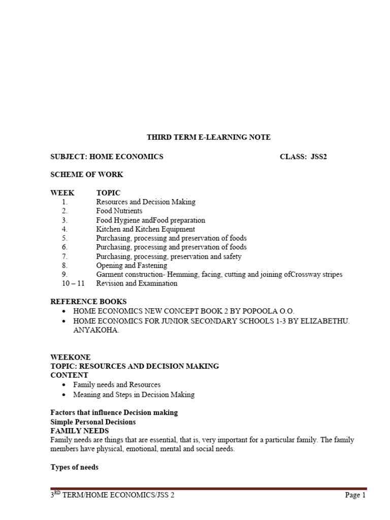 3RD Term J2 Home Economics | PDF | Grilling | Food Preservation