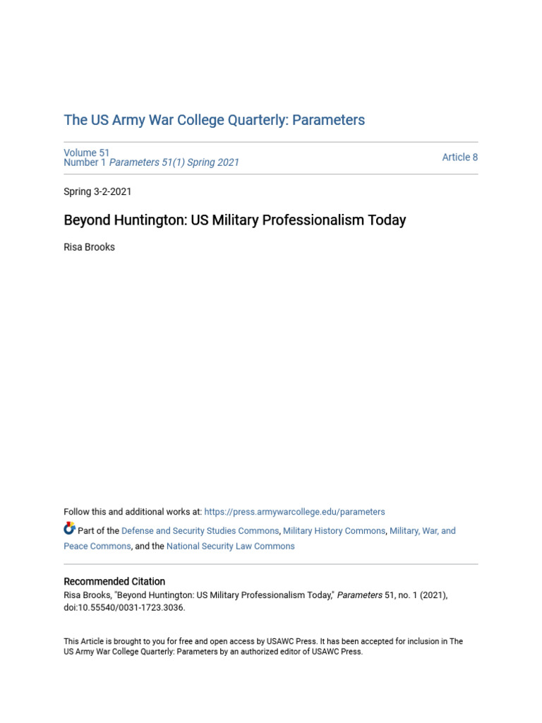 Beyond Huntington - US Military Professionalism Today | PDF | Civil ...