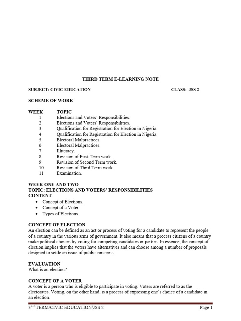 3rd Term j2 Civic Education | PDF | Elections | Voting