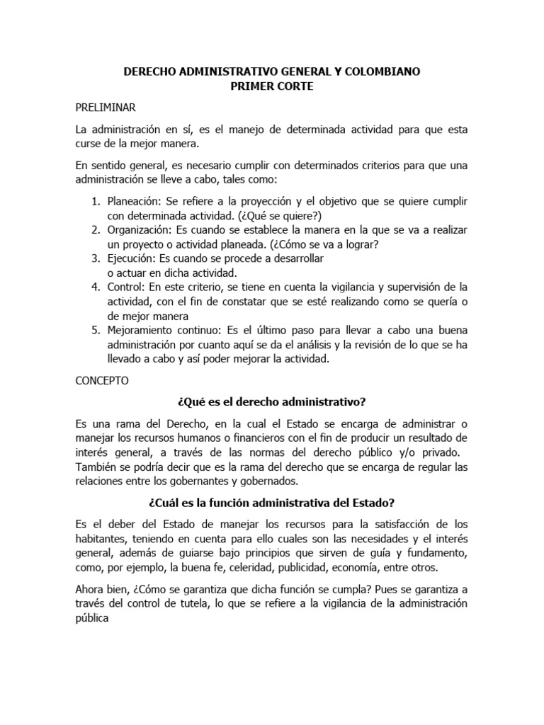 Nociones de Derecho Administrativo Colombiano | PDF | Estado (política) | Business