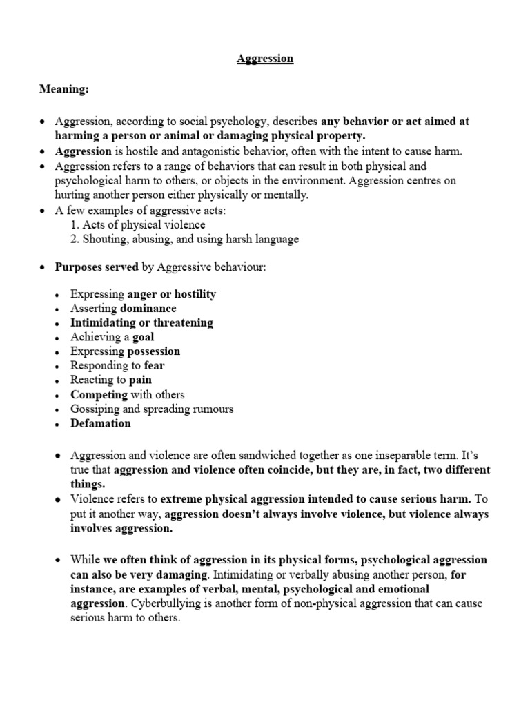 Aggression in Psychology | Download Free PDF | Aggression | Anger