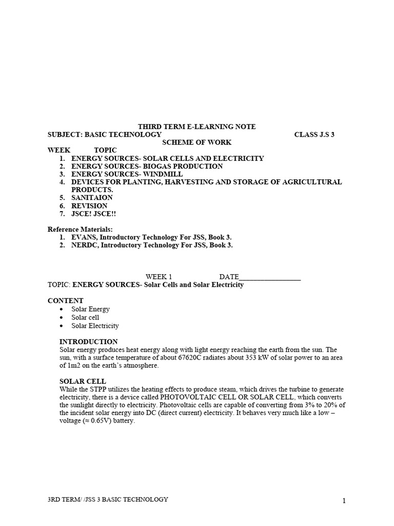 3RD Term J3 Basic Techology | PDF | Sanitation | Biogas