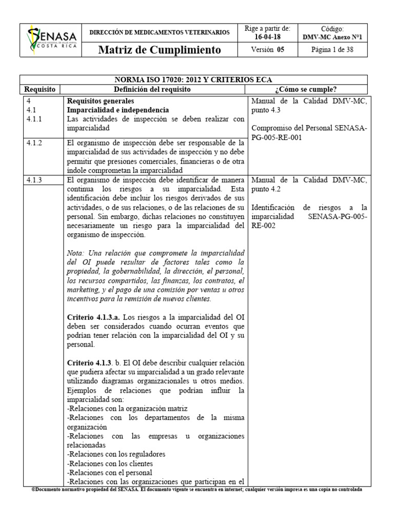 DMV-MC-Anexo #1 V05 Matriz de Cumplimiento | PDF | Internet | Seguro