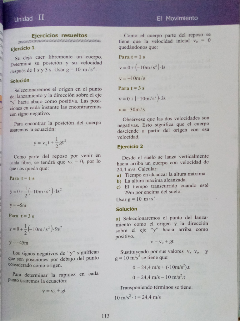 Guia Para Examen De Caida Libre Pdf