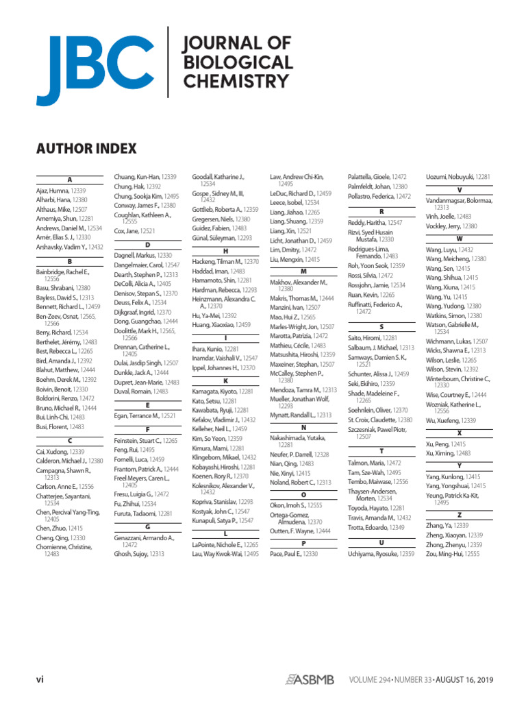 Author-Index 2019 Jbc | PDF