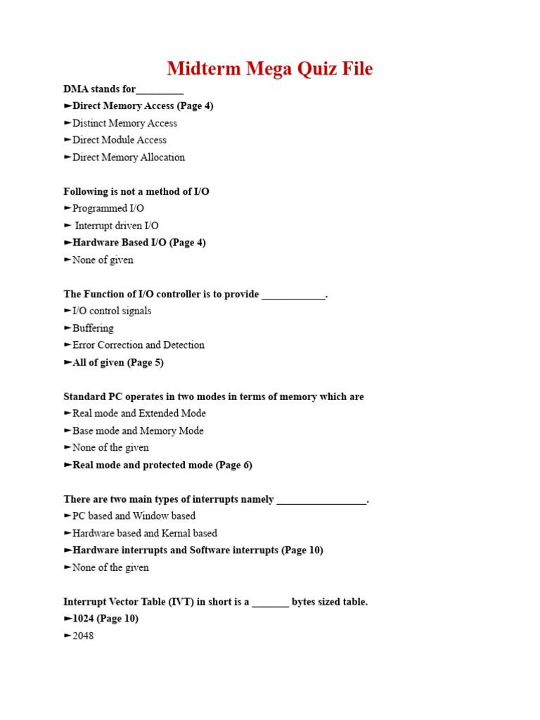cs609 Midterm Solved Mega Quiz File by Haroon | PDF | Input/Output | X86 Architecture
