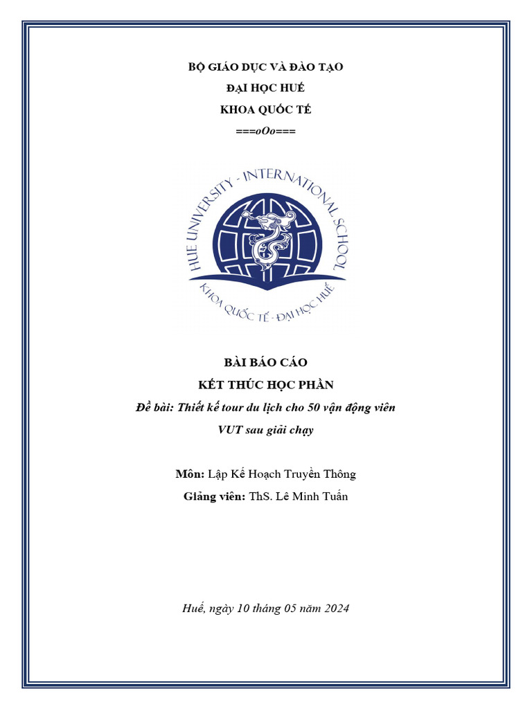 THIẾT KẾ TOUR CHO 50 VĐV VUT | PDF