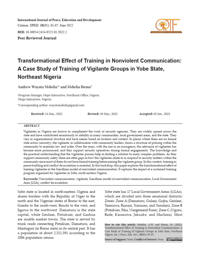Transformational Effect of Training in Nonviolent Communication | PDF ...