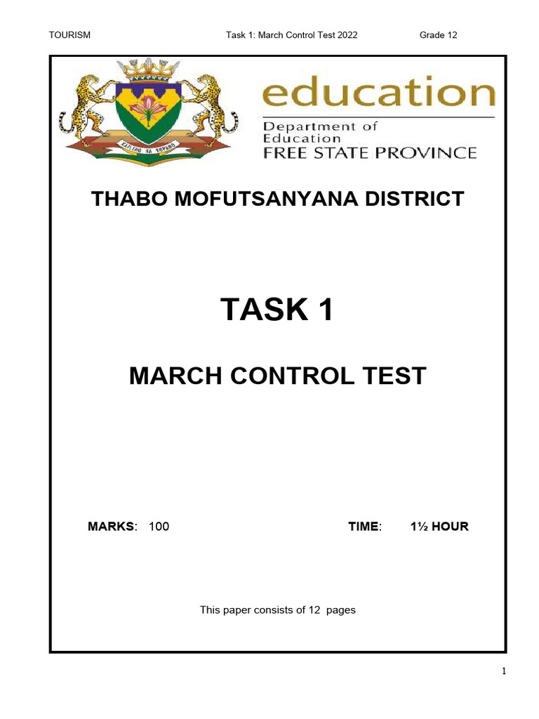 FINAL TOURISM GRADE 12 MARCH CONTROL TEST English | PDF | Travel Visa ...