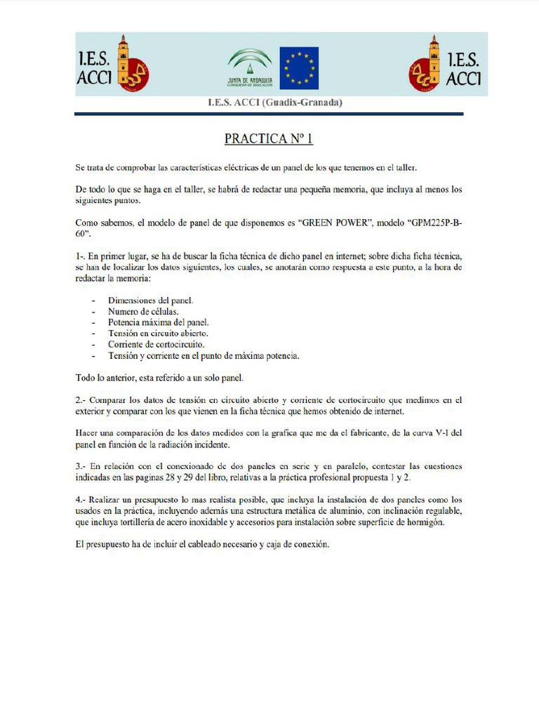 Practica n1 | PDF | Presupuesto | Electricidad