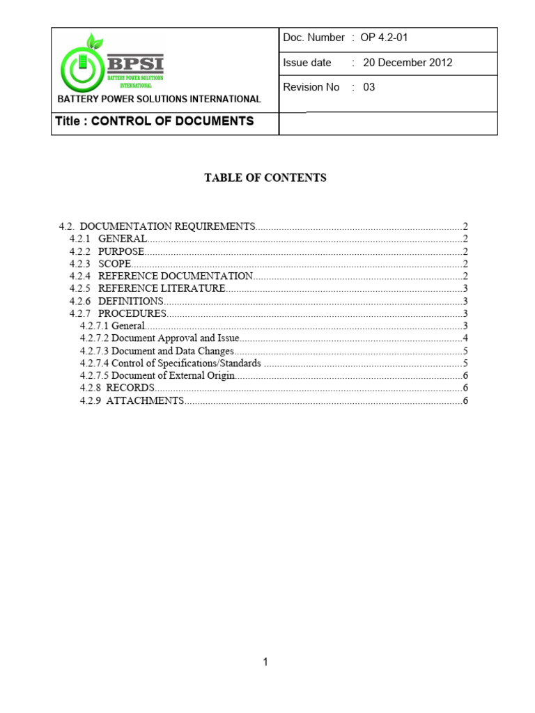 01.op 4.2.1 Control Document | Download Free PDF | Specification (Technical Standard) | Quality ...