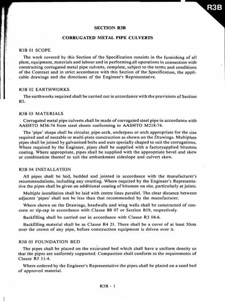 Standards and Specifications for Roads and Bridges-R3B | PDF