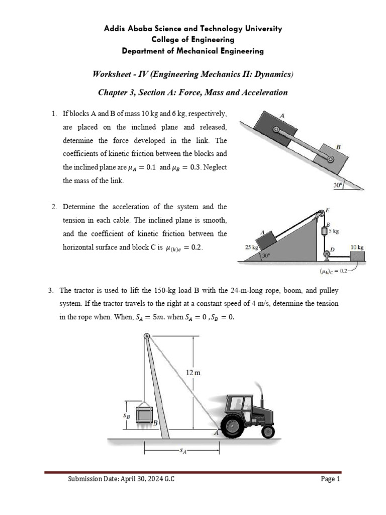 Worksheet 4_Force, Mass and Acceleration | Download Free PDF | Force ...