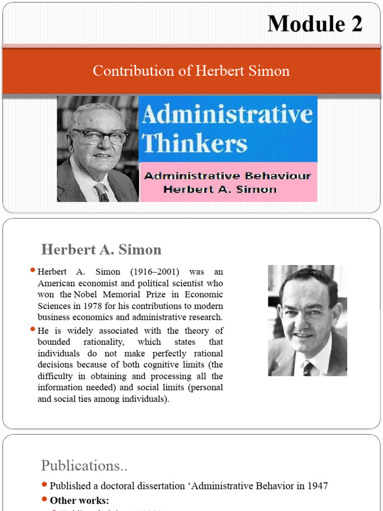 Herbert Simon Contribution Pdf Decision Making Cognition