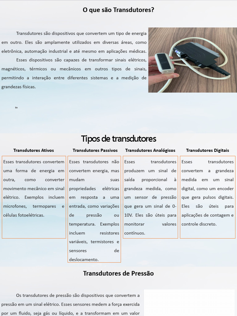 O Que Sao Transdutores | PDF | Pressão | Automação
