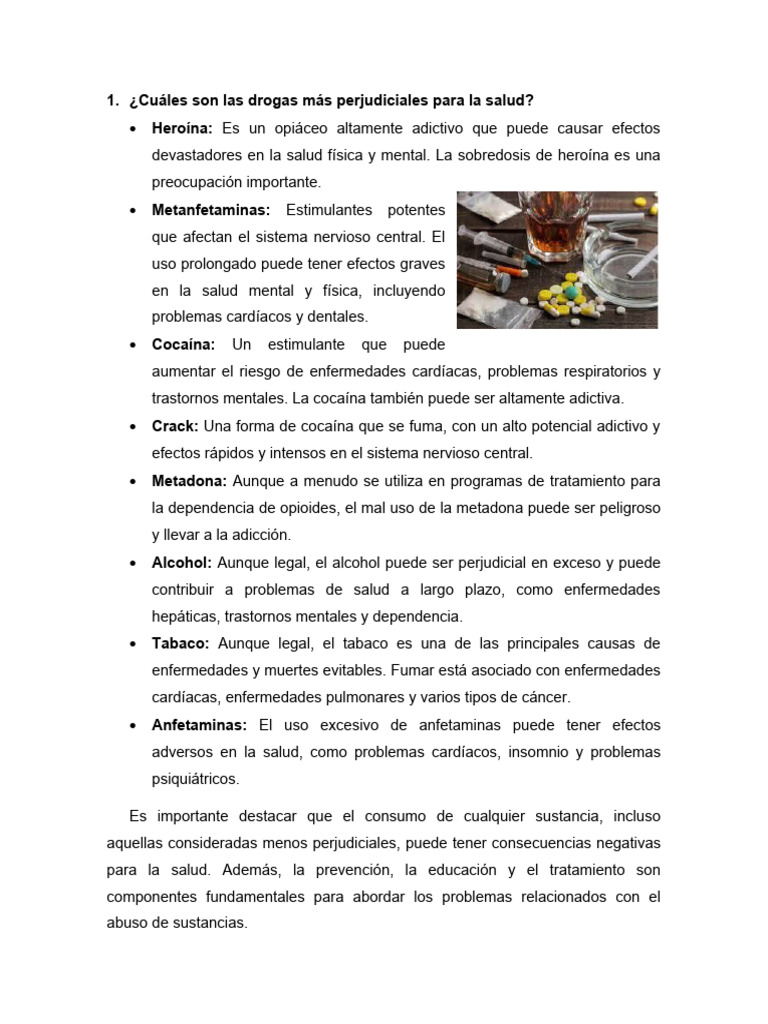 Drogas Perjudiciales y sus Efectos | PDF | Drogas | Cannabis (Droga)