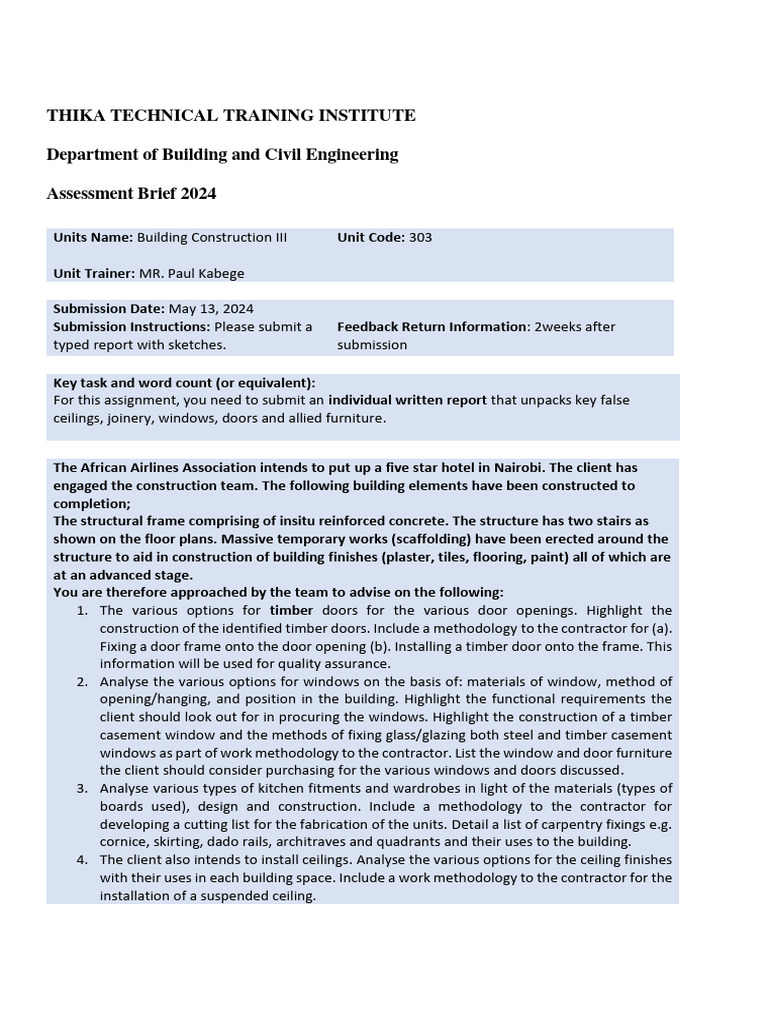 GBC Iii 2024 Course Work | PDF | Door | Window