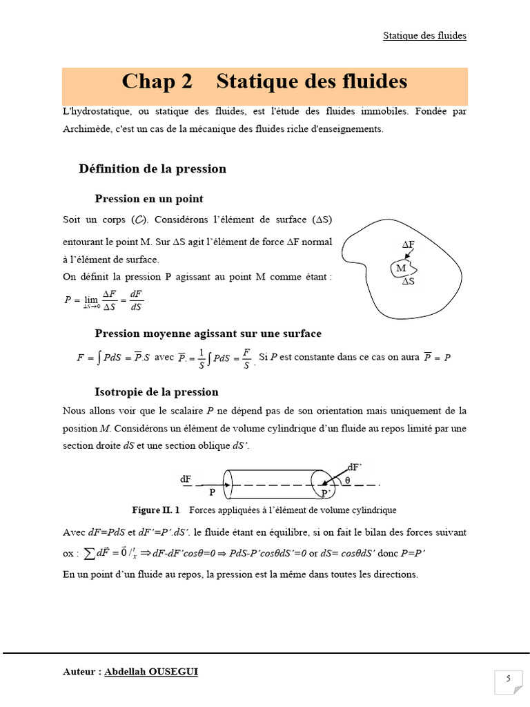 Introduction à la statique des fluides | PDF | Pression | Liquides