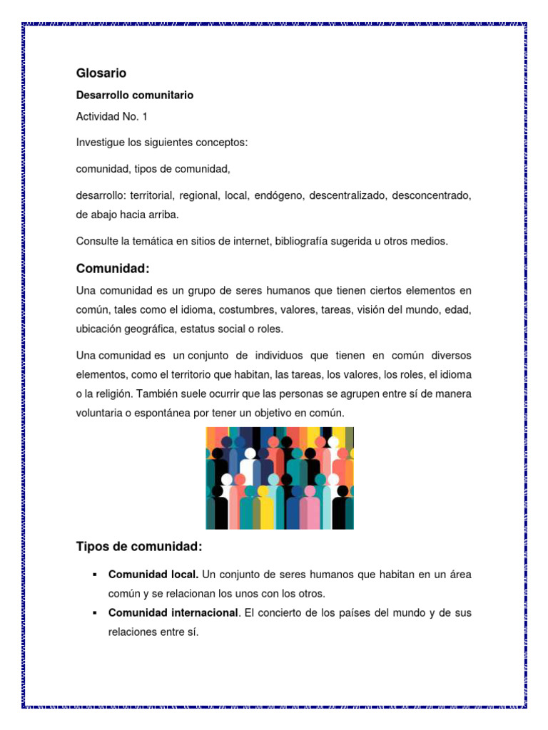 Glosario de Desarrollo Comunitario | PDF | Comunidad