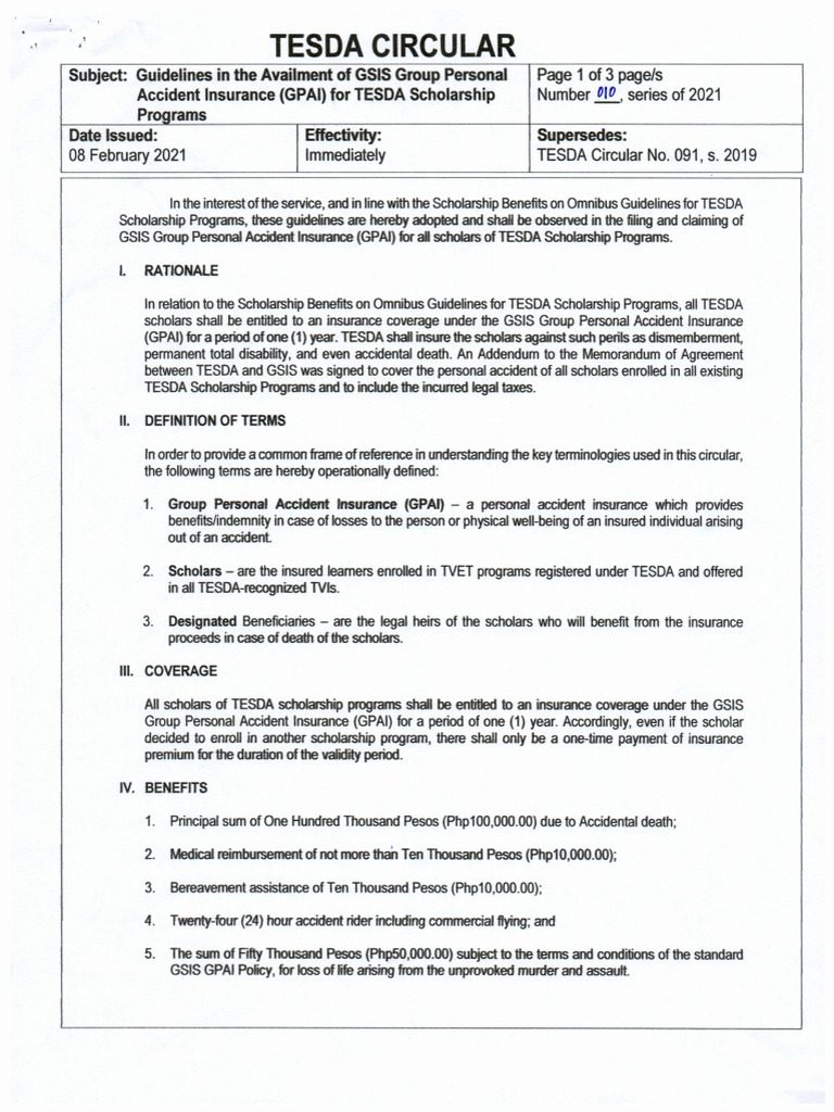 TESDA Circular No. 010-2021-Guideline-in-the-Availment-of-GSIS-Group ...