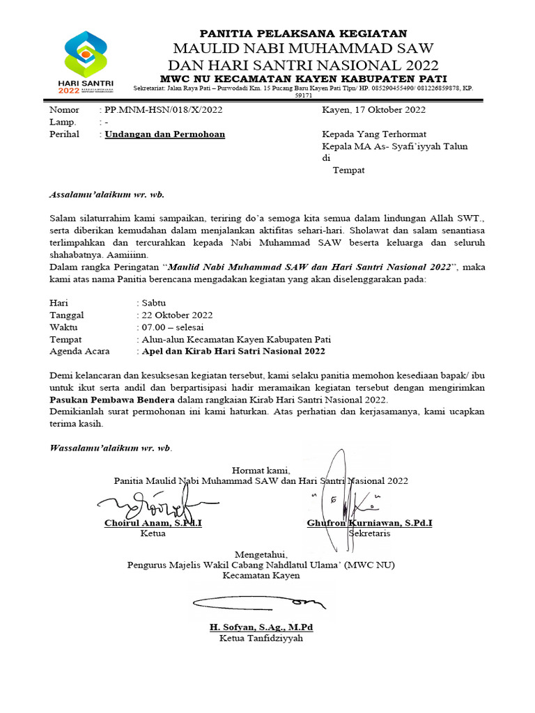 Maulid Nabi & Hari Santri Kayen 2022 | PDF