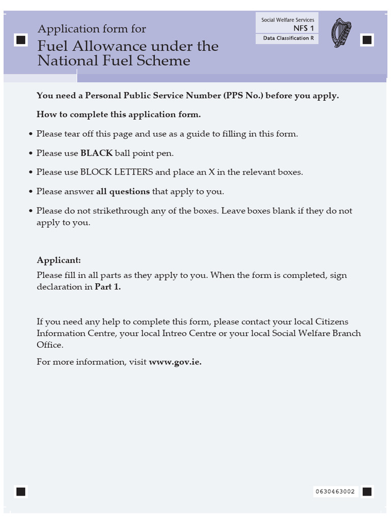 Fuel Allowance Application Form | PDF | Pension | Income