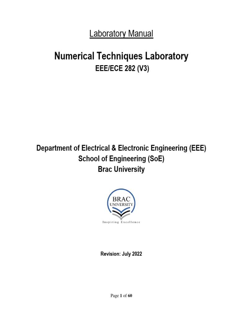 Eee Ece 282 Numerical Techniques Lab Manual Pdf Interpolation 7086