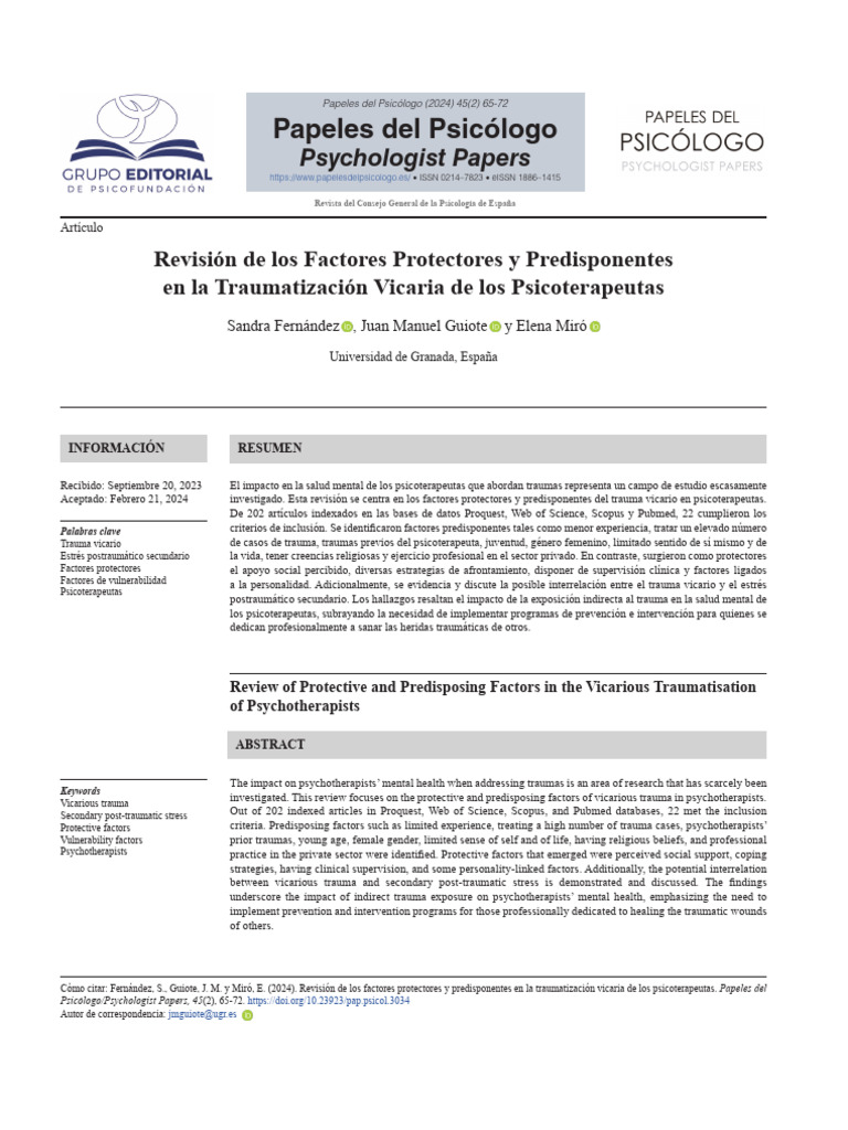 Papeles Del Psicólogo: Psychologist Papers | PDF | Psicoterapia ...