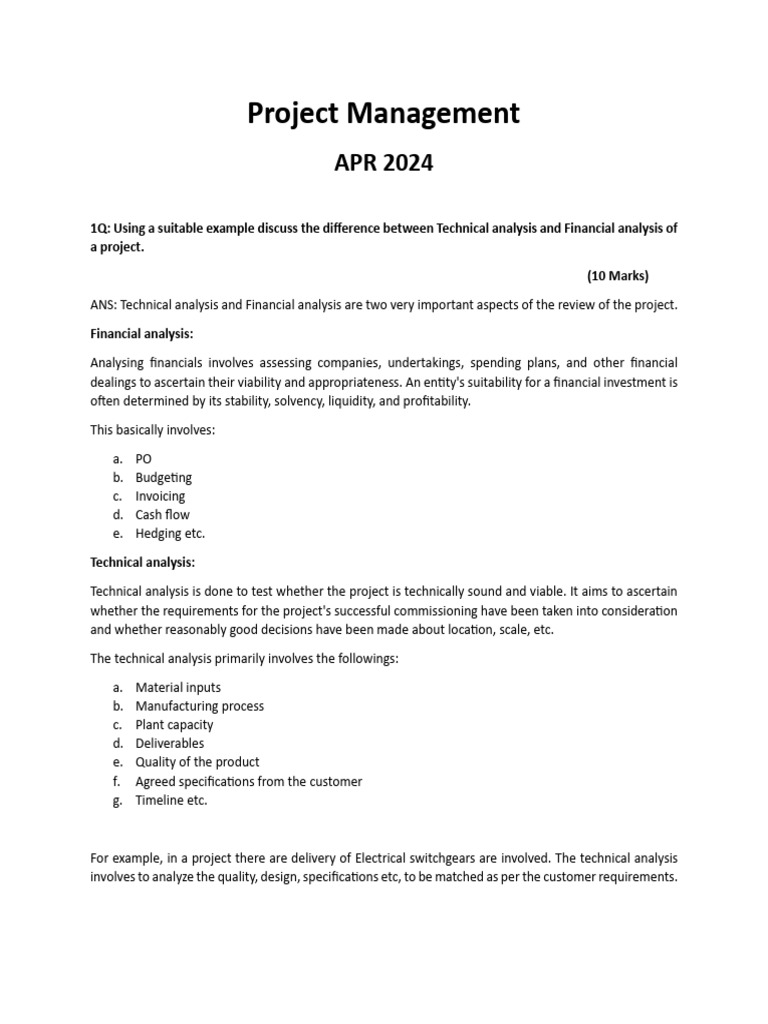 Project Management Assignment April 2024 Cycle Answer | PDF | Tunnel